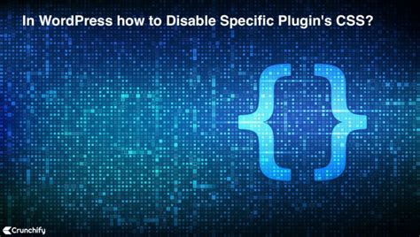 In Wordpress How To Disable Specific Plugins Css • Crunchify