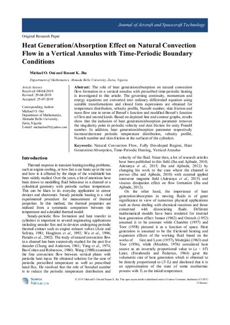 Pdf Heat Generation Absorption Effect On Natural Convection Flow In A Vertical Annulus With