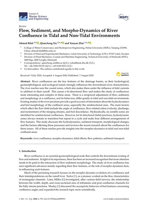 Pdf Flow Sediment And Morpho Dynamics Of River Confluence In Tidal And Non Tidal Environments