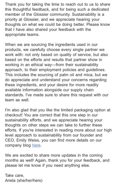 Reply To My Sustainability Email Rglossier
