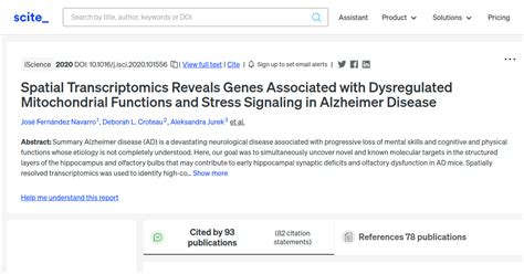 Spatial Transcriptomics Reveals Genes Associated With Dysregulated Mitochondrial Functions And