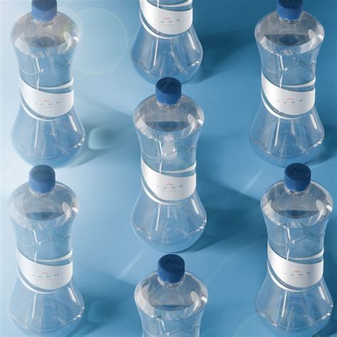 Vann Clear Water Bottles On Blue Background