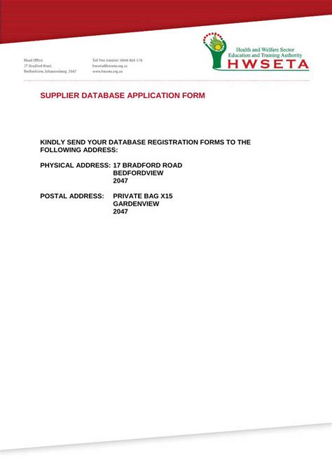 Pdf Supplier Database Application Form Za Wp