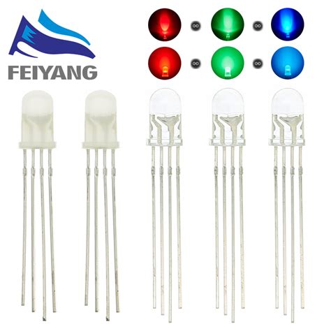 100pcs 5mm RGB LED Emitting Diode Micro Indicator Red Green Blue Multicolor Common Anode Cathode