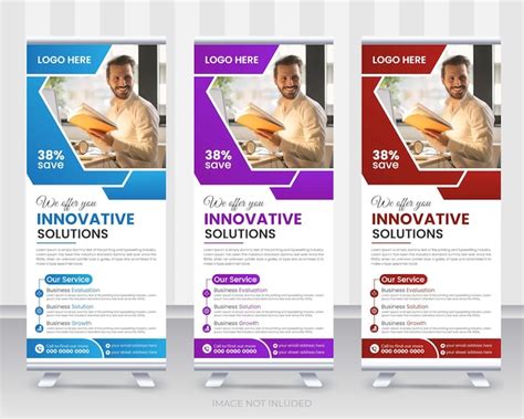 비즈니스 기업 롤업 배너 디자인 템플릿 X 배너 디자인 템플릿 프리미엄 벡터