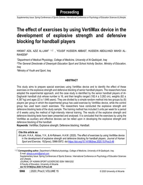 Pdf The Effect Of Exercises By Using Vertimax Device In The Development Of Explosive Strength