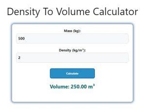 Density To Volume Calculator Savvy Calculator