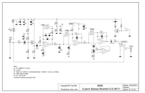 MXR Custom Badass Modified OD Project By Implex Stomp Box Schematics