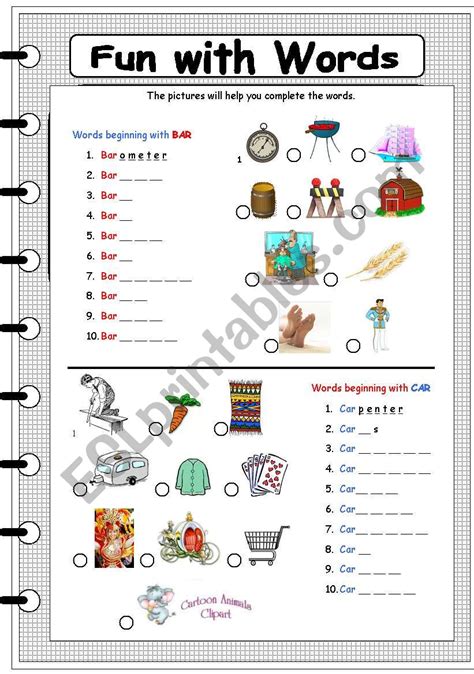 Fun With Words 9 Esl Worksheet By Jwld Worksheets Library