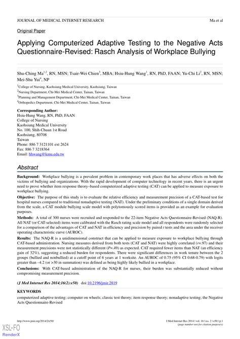 Pdf Applying Computerized Adaptive Testing To The Negative Acts