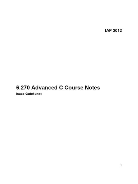 6 270 advanced c lecture notes pdf pointer computer programming