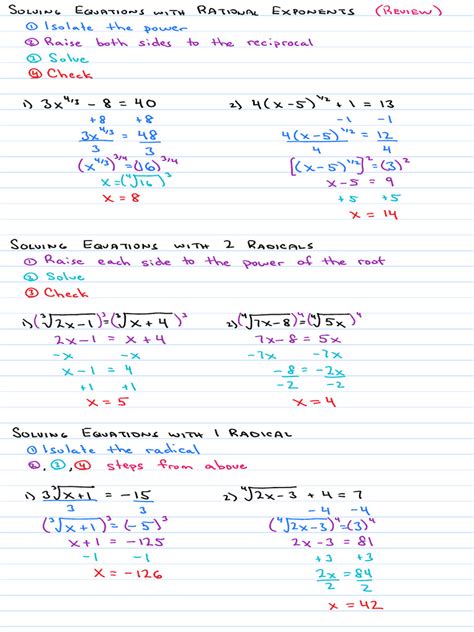 5 4 Solving Radical Equations 1 And 2 Radicals 1 Pdf