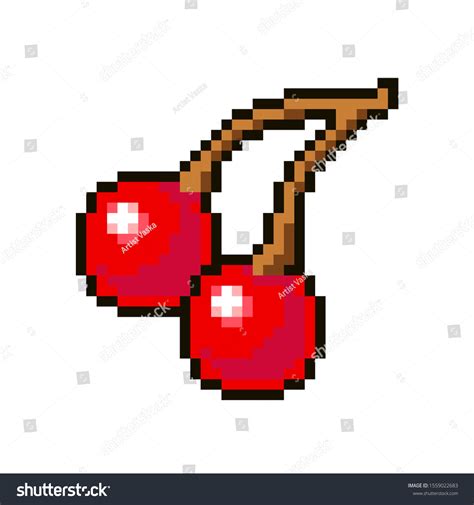8 Bit Pixel Red Cherry Vector Stock Vector Royalty Free 1559022683 Shutterstock