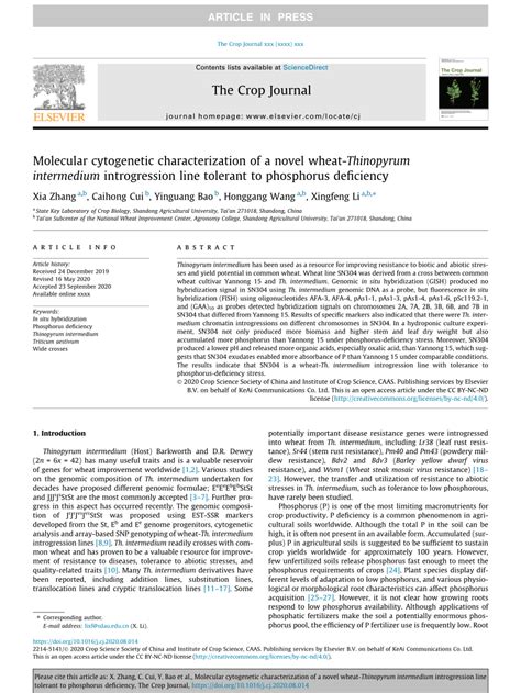 Pdf Molecular Cytogenetic Characterization Of A Novel Wheat