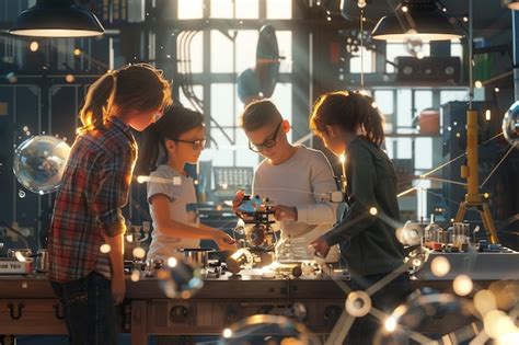 Group Of Students Conducting Physics Experiments O Premium Ai