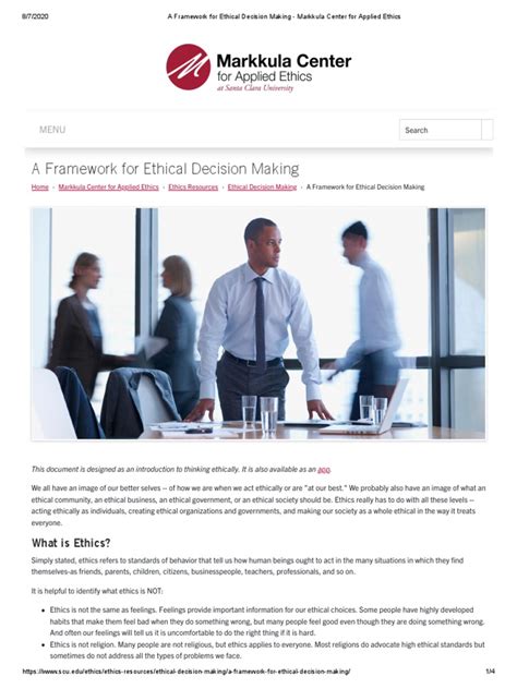 A Framework For Ethical Decision Making What Is Ethics Pdf Rights