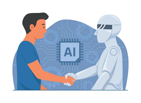 Human And Robot Shaking Hand Concept Illustration 10873996 Vector Art At Vecteezy