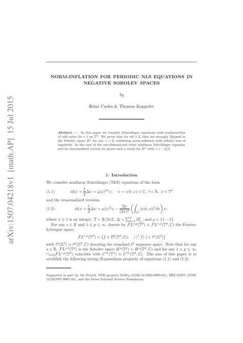 Pdf Norm Inflation For Periodic Nls Equations In Negative Sobolev Spaces