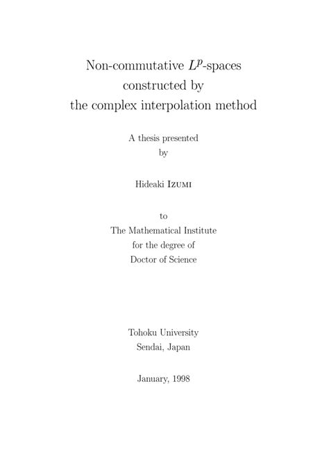 Pdf Non Commutative L P Spaces Constructed By The Complex
