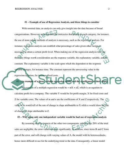 Regression Analysis Questions Assignment Example Topics And Well