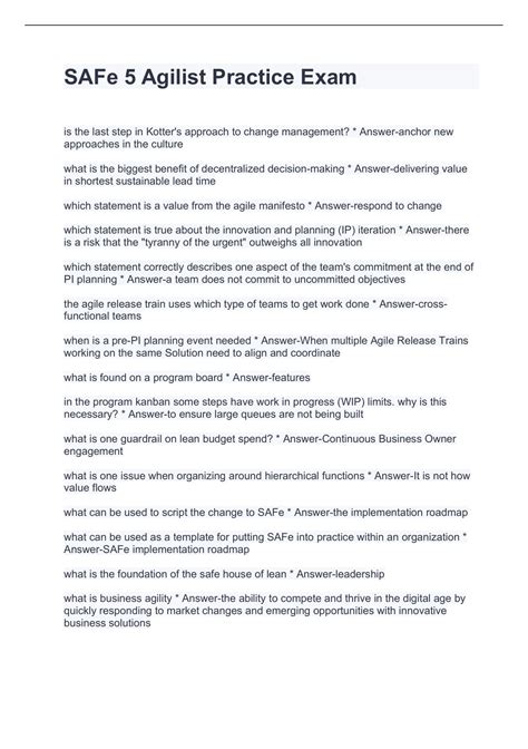 Safe Agilist Exam Questions And Answers 2022 Safe 5 Agilist Practice Exam Qanda 2022 Stuvia Us