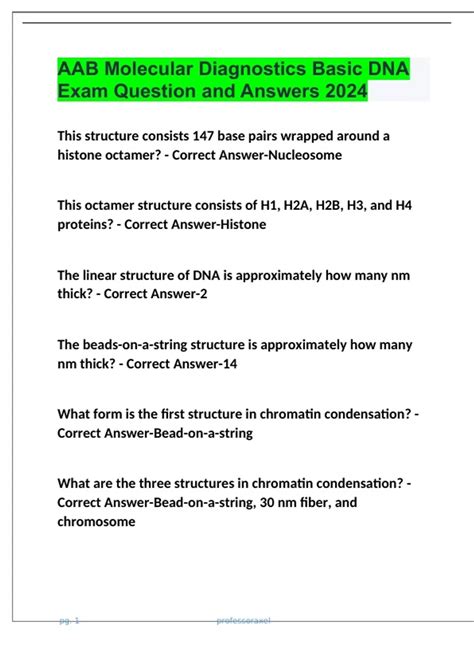 AAB Molecular Diagnostics Basic DNA Exam Question And Answers AAB Molecular Diagnostics