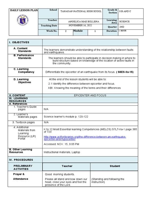 lesson plan faults 8 pdf