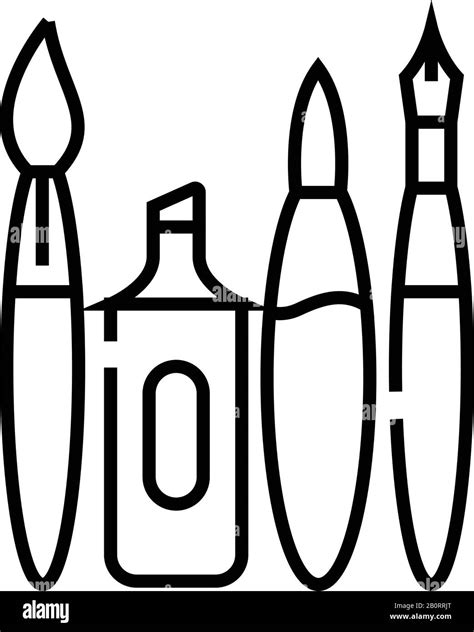 Artist Supplies Line Icon Concept Sign Outline Vector Illustration Linear Symbol Stock Vector