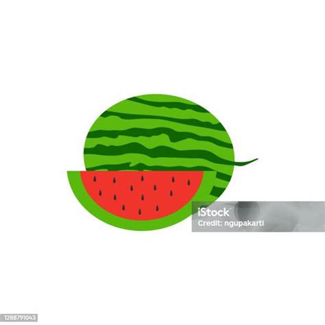 수박과 육즙이 많은 수박 슬라이스 건강한 여름 과일 개념 미니멀 한 스타일의 만화 과일 흰색 배경에 고립 된 컬러 신선한 과일 플랫 디자인의 벡터 일러스트레이션 0명에 대한