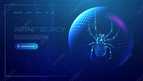 Virus Spider In Low Poly Style On Blue Background Template Download On