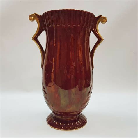 Crown Devon Red Vase Made In England 53949 Montys