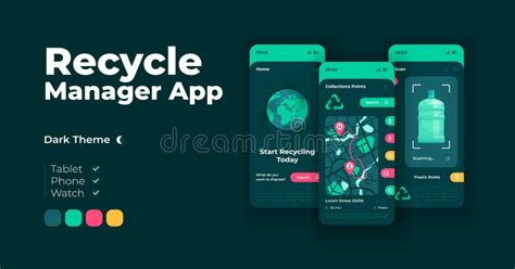 Recycling Management Cartoon Smartphone Interface Vector Templates Set Stock Vector