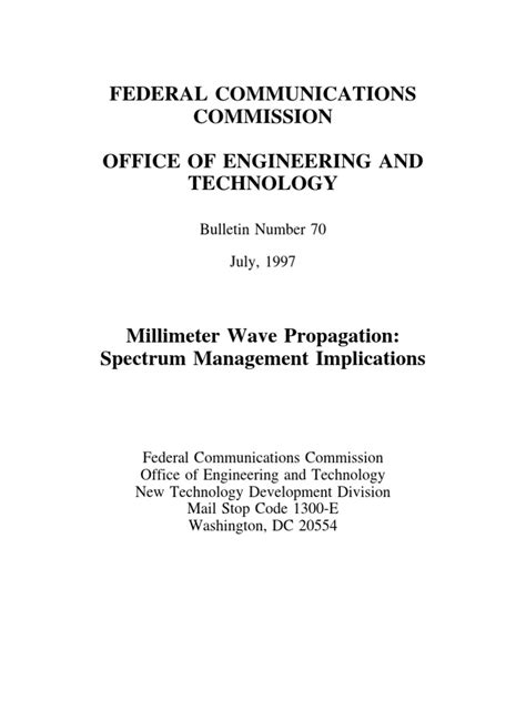 Pdf Oet70a Millimeter Wave Propagation Spectrum Management Implications Dokumen Tips
