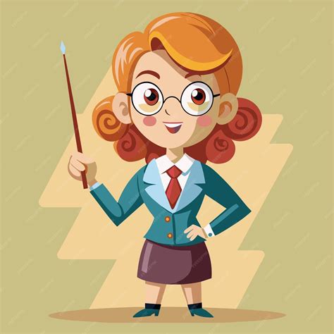 A Cartoon Drawing Of A Girl With A Pointer Pointing With A Pointer Premium Ai Generated Vector