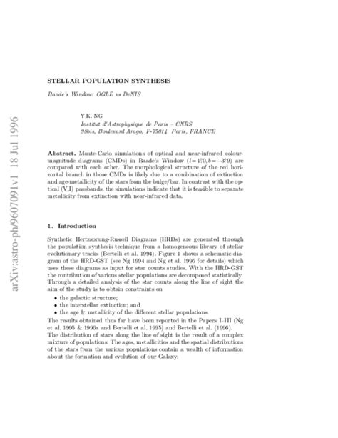 Pdf Stellar Population Synthesis