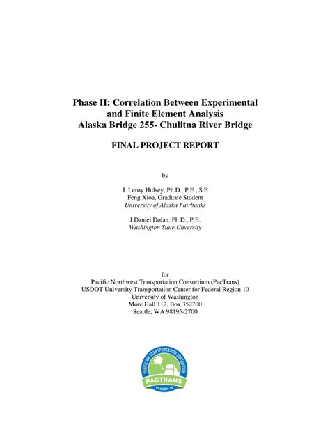 pdf phase ii correlation between experimental and finite element
