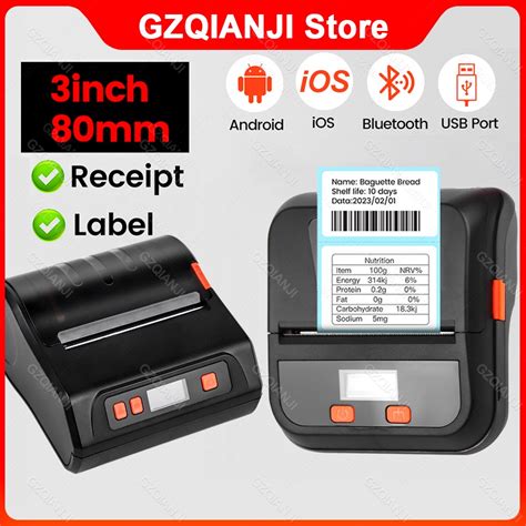 80mm Label Printer Receipt Printer 2 In 1 Portable Bluetooth Wireless Mini Thermal Printer