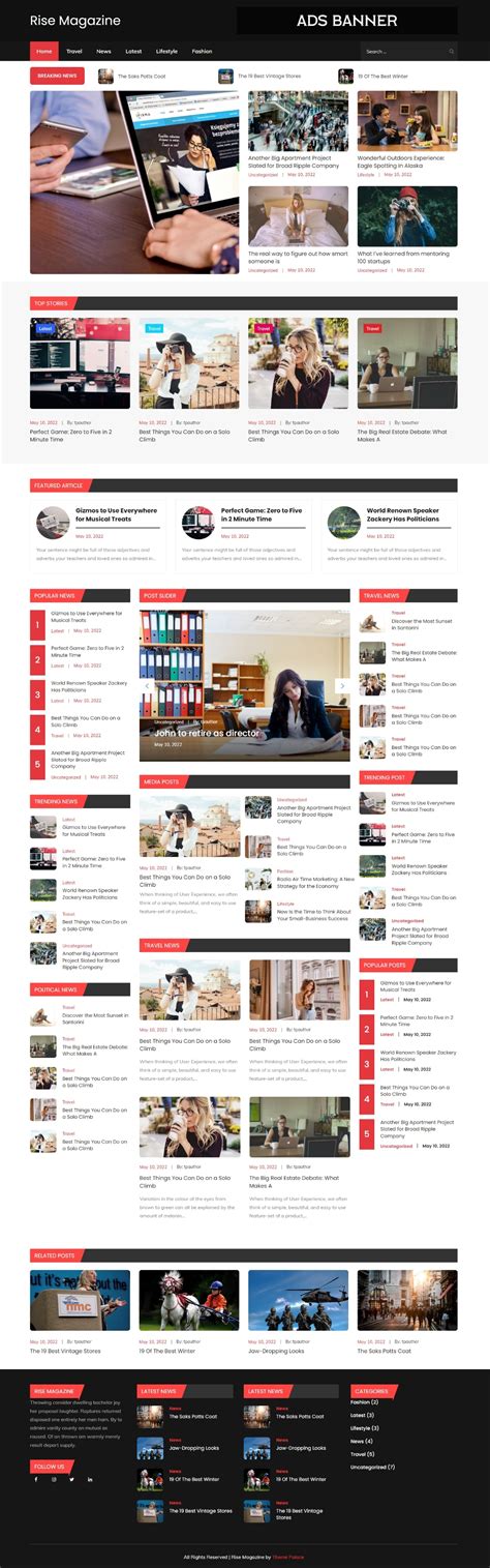 Rise Magazine Theme Palace