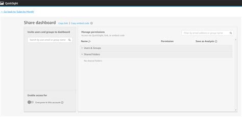 creating a quicksight users and sharing the analysis and dashboard