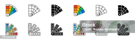 팔레트 색상 아이콘 견본 색상 페인트 아이콘 세트입니다 가이드 북 Pantone 벡터 아이콘 세트 Cmyk에 대한 스톡 벡터 아트 및 기타 이미지 Istock