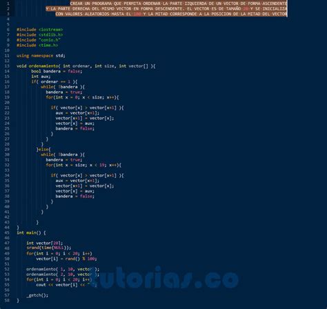 Funciones Visual C Ordenar Mitades De Un Vector