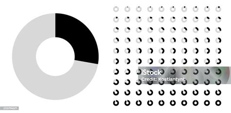 도넛형 차트의 백분율은 1에서 100까지 설정됩니다 도넛 파이 다이어그램 회색조 0명에 대한 스톡 벡터 아트 및 기타 이미지 0명 Donut Chart 개념 Istock