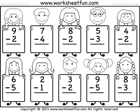 Free Kindergarten Subtraction Worksheets Numbers 1 10 Worksheets Library