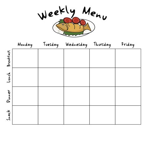 Printable Weekly Menu Template For Daycare Printable Templates