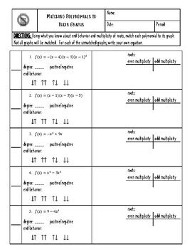 Graphs Of Polynomial Functions Matching Activity By CaribTeach