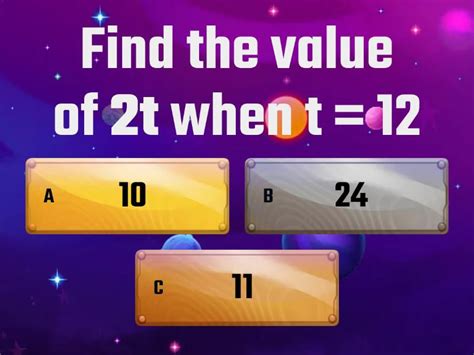 Algebra Evaluating Algebraic Expression Quiz