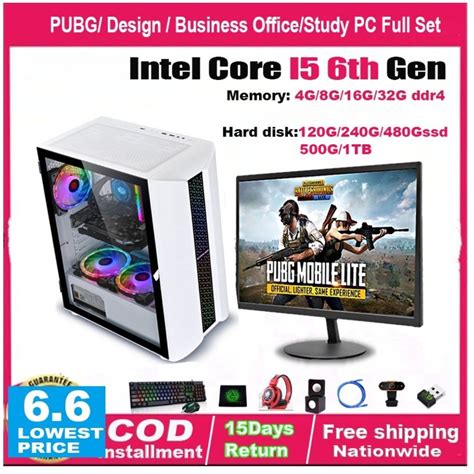 Desktop Computer Set PC Full Set PC Set Gaming Computer Intel Core I5 6th Genth With 22inch