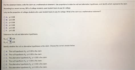 Solved For The Statement Below Write The Claim As A