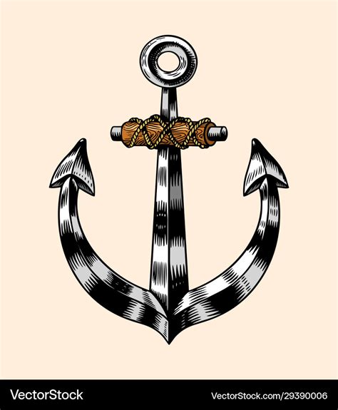 Sea Anchor Nautical Or Marine Iron Armature Vector Image