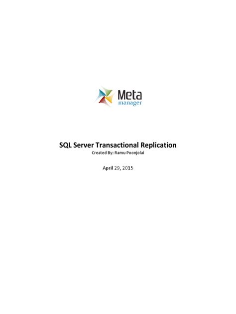 Sql Server Transactional Replication Cheat Sheet Pdf Microsoft Sql